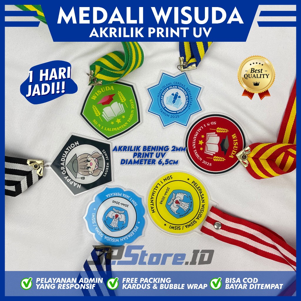 Jual MEDALI CUSTOM - MEDALI WISUDA JUARA SIAP PAKAI - Mendali Akrilik ...