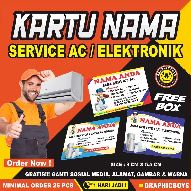 Jual Kartu Nama Service AC, Cetak Kartu Nama Service Elektronik ...