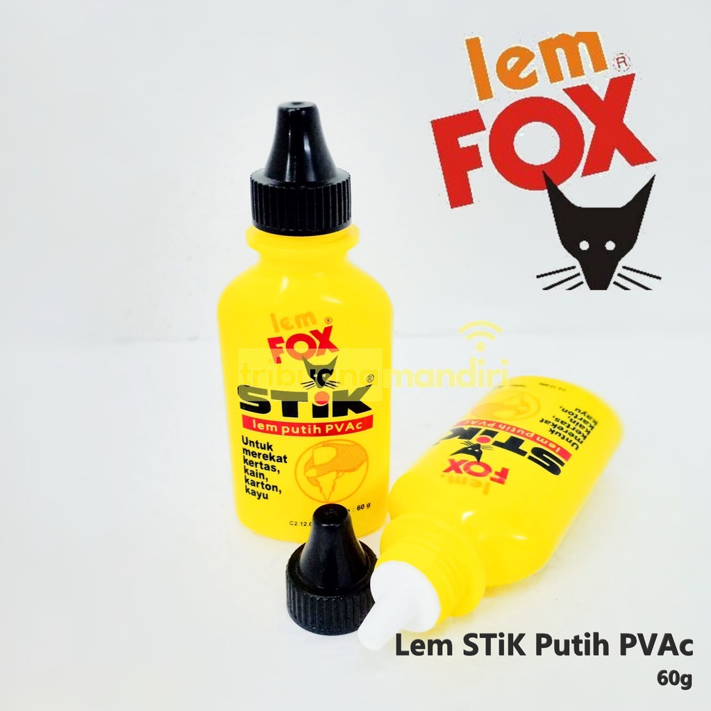 Jual Lem Fox Stik / Lem Putih / Lem Kertas Putih Merk Fox Botol 60 gram ...