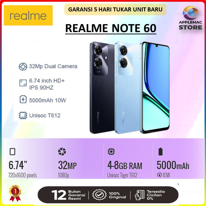Jual HANDPHONE REALME NOTE 60 6GB 128GB 6,7 INCH 32MP 5000mAh paling ...
