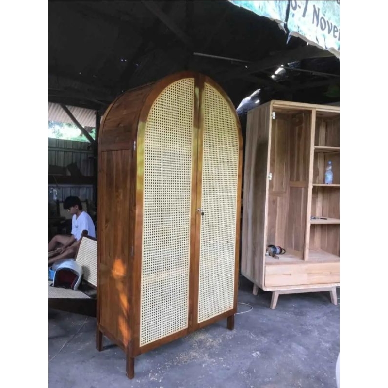 Jual almari oval kayu jati rotan almari baju serbaguna | Shopee Indonesia