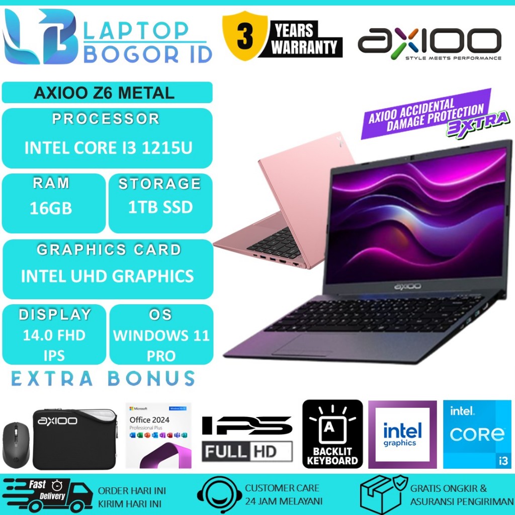 Jual Axioo Mybook Z6 Metal Intel Core i3 1215U Ram 16GB 1TB SSD 14.0 FHD IPS Windows 11 Office ...