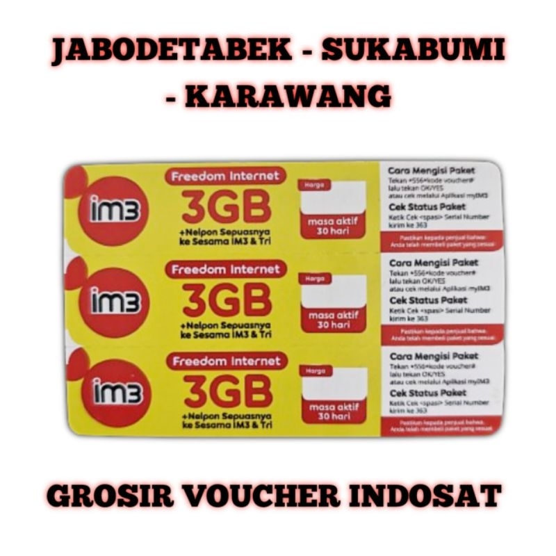 Jual VOUCHER INDOSAT FREEDOM INTERNET 3GB 30HARI(JABODETABEK & SUKABUMI ...