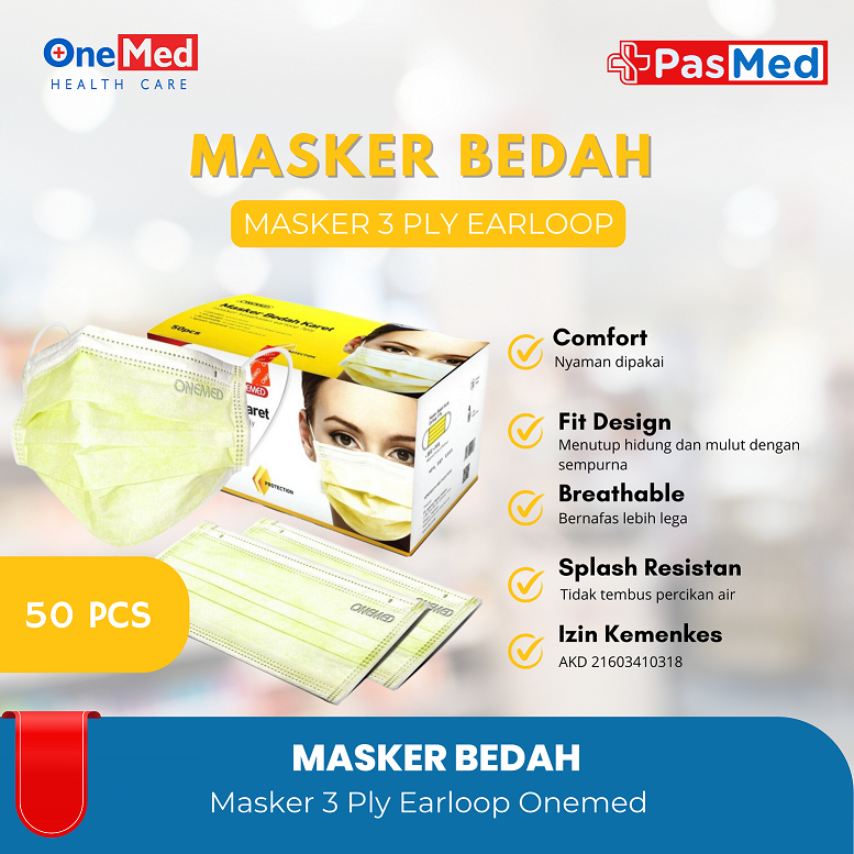 Jual Masker Earlop Onemed warna kuning 50pcs | Shopee Indonesia