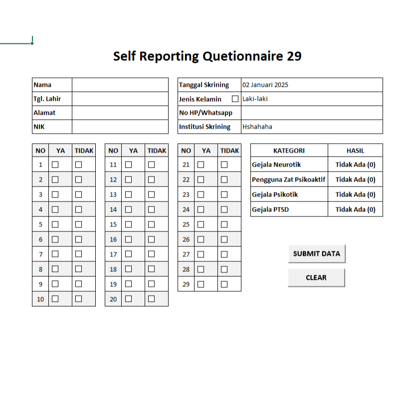Jual Aplikasi Self-Reporting Questionnaire SRQ 20/29 Gform dan Offline | Shopee Indonesia