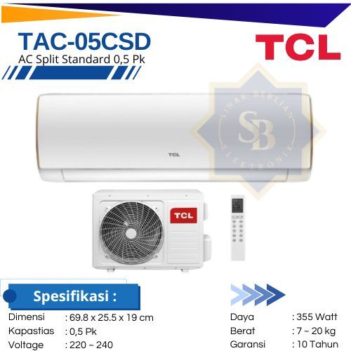 Jual AC TCL TAC-05CSD/XS Split 1/2 PK Standard | Shopee Indonesia