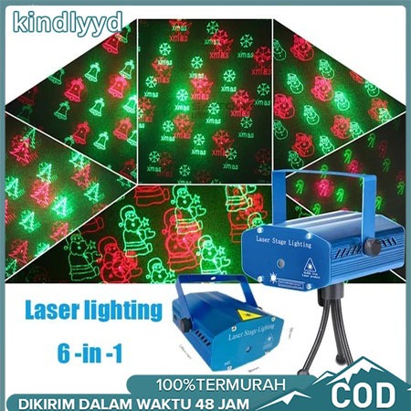 Jual Mini Laser Stage Lighting Lampu 6 in 1 Disco Ruangan Sensor Music ...