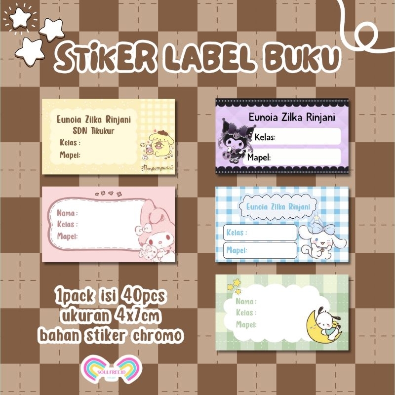Jual (40pcs) stiker mapel custom/stiker label buku / stiker nama custom ...