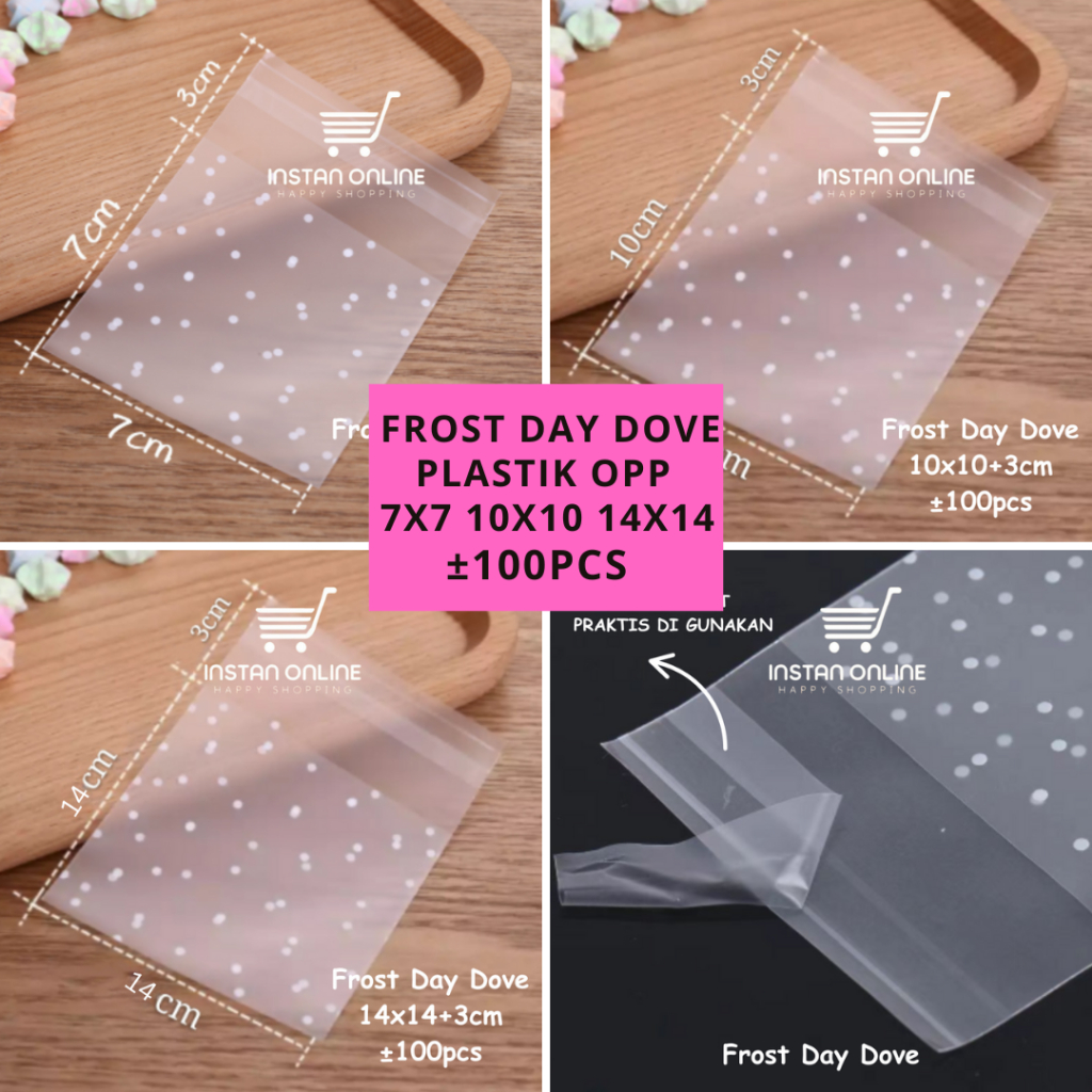 Jual Plastik Cookies Roti Kue Polos Doff 100pcs Matte Dove OPP Nastar ...