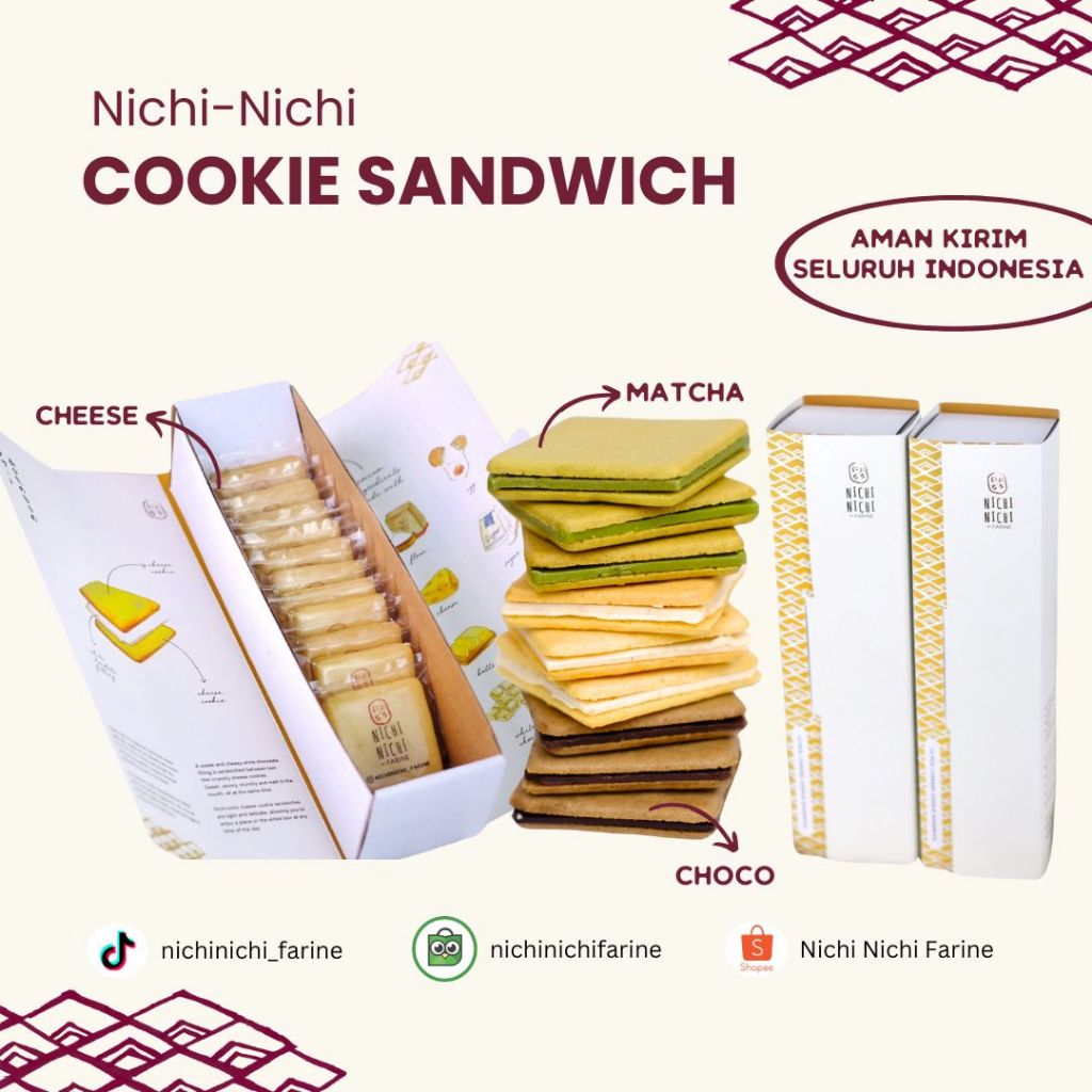 Jual ((Nanakoot Approved)) Matcha / Choco / Cheese Cookie Sandwich ...
