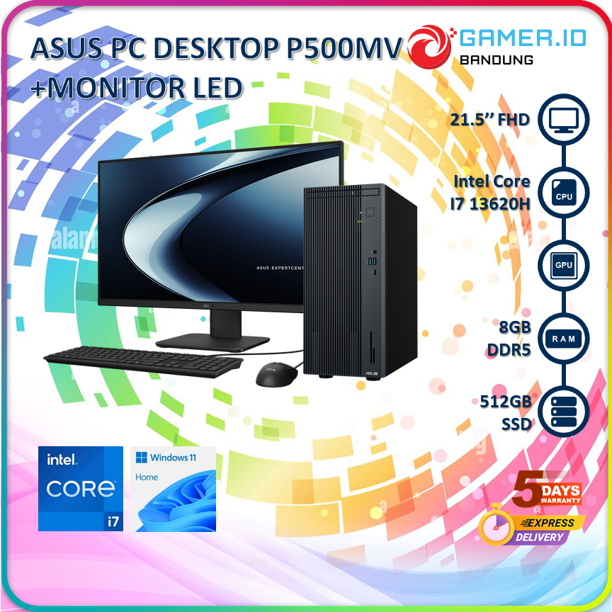 Jual ASUS PC DESKTOP P500MV I7 13620H 8GB 512GB + MONITOR LED 21.5" FHD ...