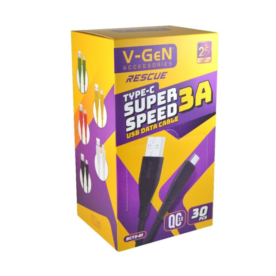 Jual Kabel Data Fast Charging USB Type C V-GeN BCT3-01 3A 1 Box isi ...
