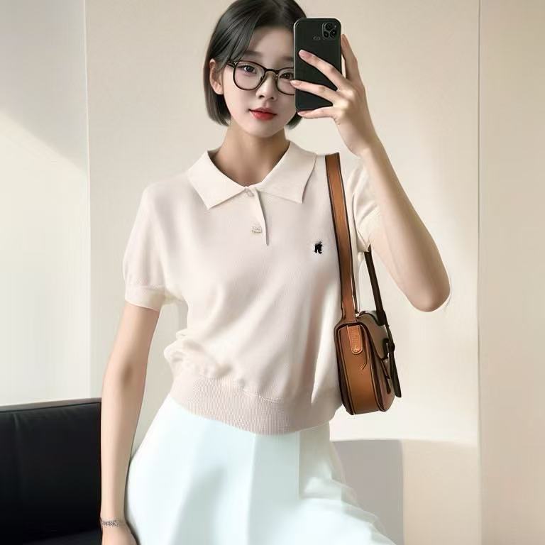 Jual Coraline Top Collar Knit - Atasan Rajut Kaos Kerah Wanita TM | Shopee Indonesia