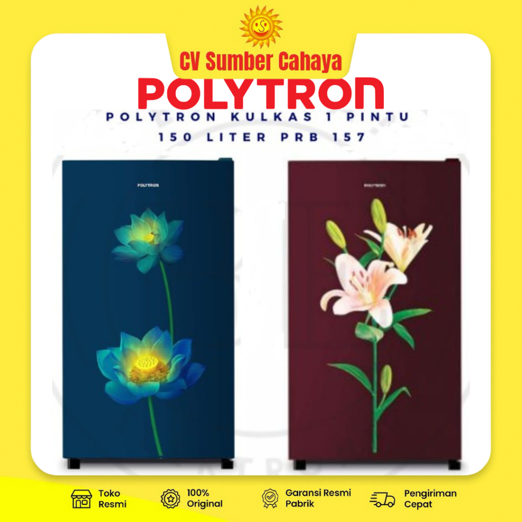 Jual Polytron Kulkas 1 Pintu 150Liter PRB-157 LB/R Flower Design PRB ...