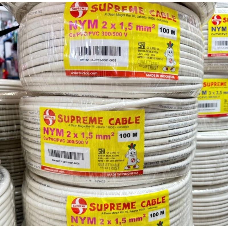 Jual Kabel Supreme NYM 2X1.5 @100M Kawat Tembaga Panjang 100 Meter/Roll | Shopee Indonesia