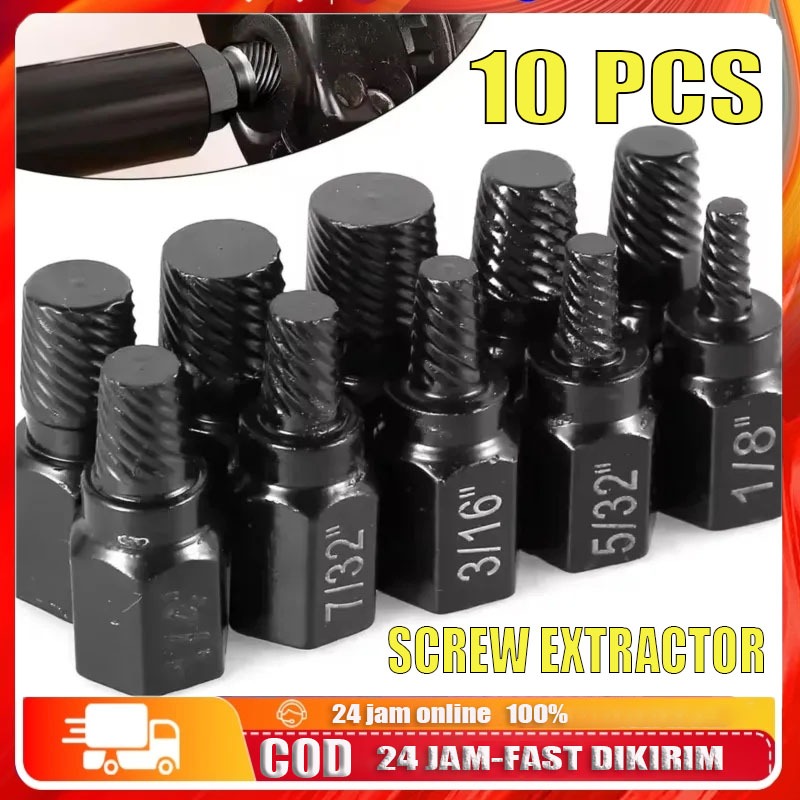 Jual 10pcs Screw Extractor Set Pembuka Baut Patah / Screw Extractor ...