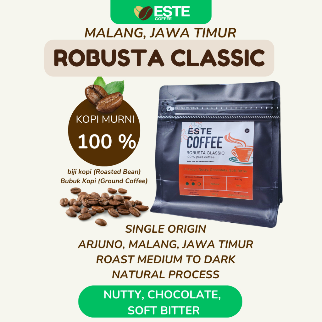 Jual Kopi Robusta Classic Arjuno, Single Origin, Malang, 100% Kopi ...