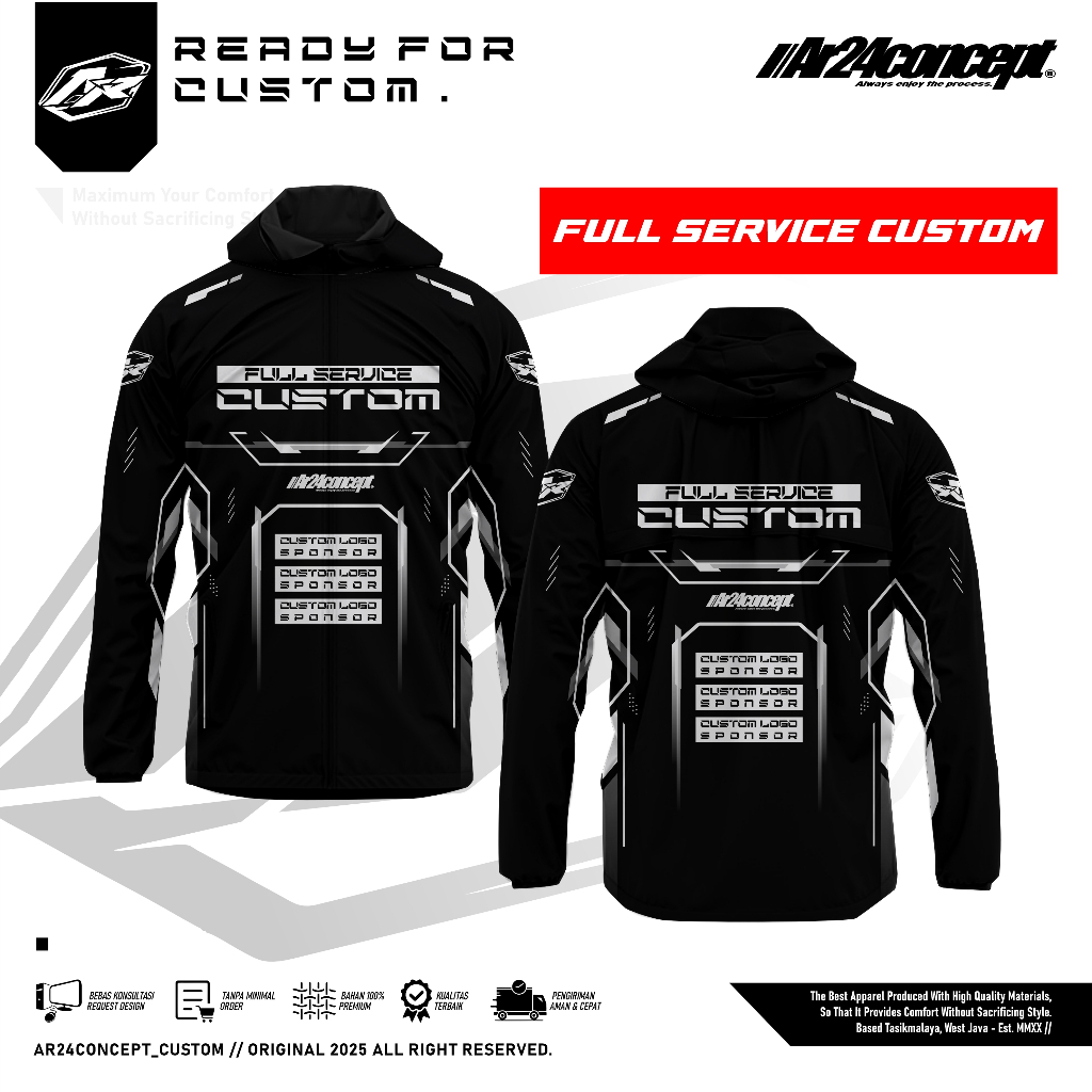 Jual AR24 - Jaket Racing Custom Bebas Design Bahan Parasut Taslan Waterproof Unisex Full Sublime ...