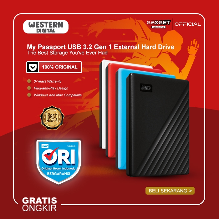 Jual WD My Passport NEW Model 5TB | 4TB | 2TB | 1TB HD HDD Hardisk Eksternal External 2.5 ...
