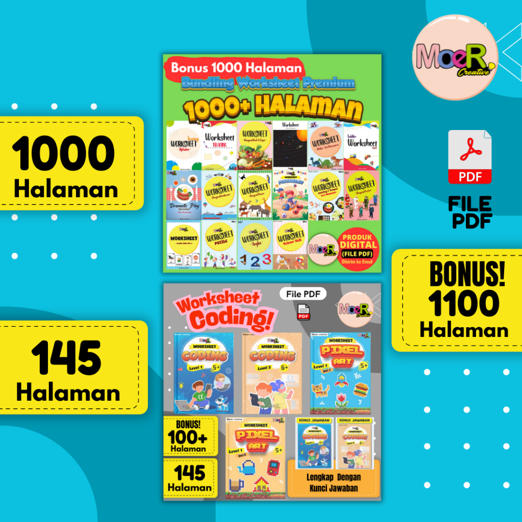 Jual MOER CREATIVE Worksheet 1000 Halaman & Worksheet Coding Untuk Anak ...