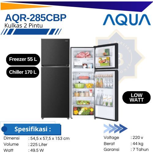 Jual AQUA Kulkas 2 Pintu AQR-DTM285CBP( DS ) Lemari Es 2 Pintu Turbo Cooling Watt Rendah ...