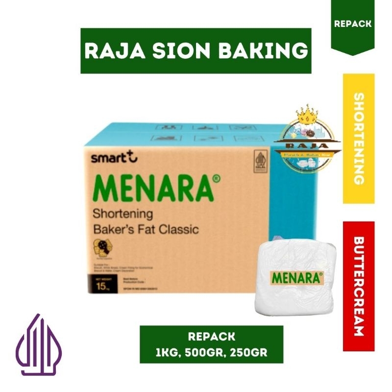 Jual MENARA Mentega Putih 250gr / Shortening PUTIH Repack | Shopee ...