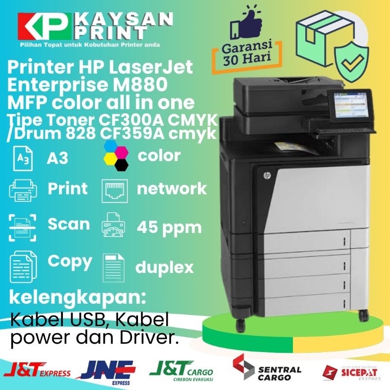 Jual printer hp LaserJet Enterprise M880 print scan copy adf A3 color ...