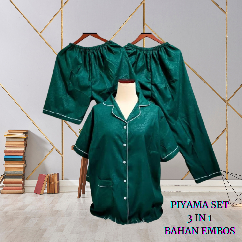 Jual Piyama Wanita Dewasa Jumbo CP 3in1 Satin Embos - Size XXL LD 115 ...