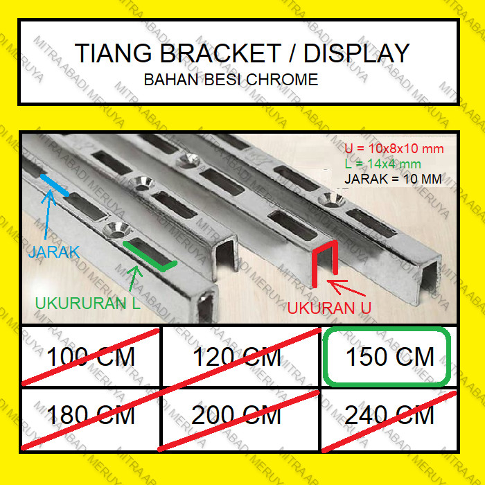 Jual Tiang Bracket 150 cm Rel Bracket Tiang Rel Breket Display | Shopee ...