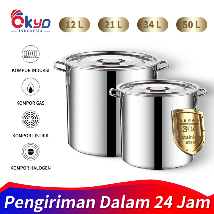 Jual Stok Pot 30cm Besar Tebal Panci Sup Tinggi Multifungsi Stainless ...