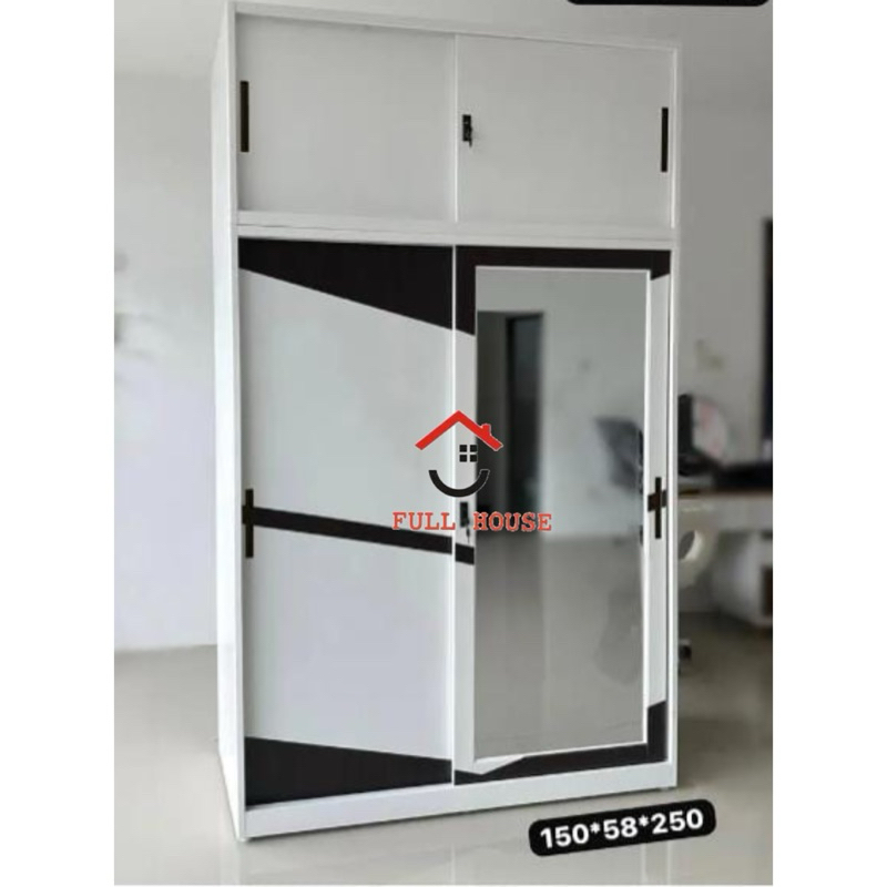 Jual (fullhouse furniture) lemari pakaian lemari baju besi sliding 2 pintu geser dengan rak atas ...