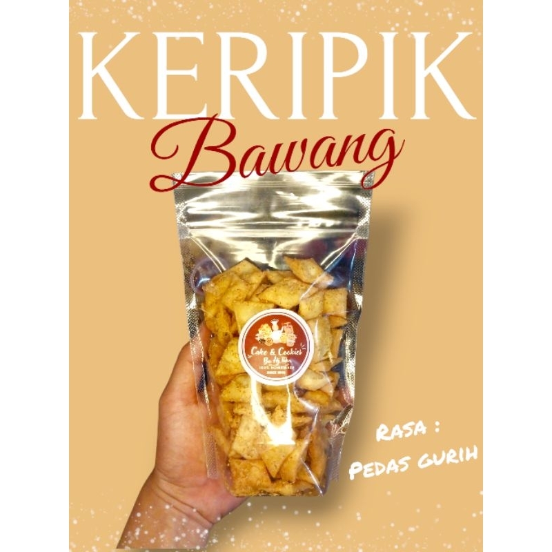 Jual keripik bawang (simping) rasa pedas gurih kemasan 150g, 250g, 500g ...