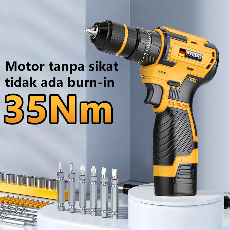 Jual ZHIPU brushless Cordless Screwdriver 16.8V Bor listrik tanpa kabel ...