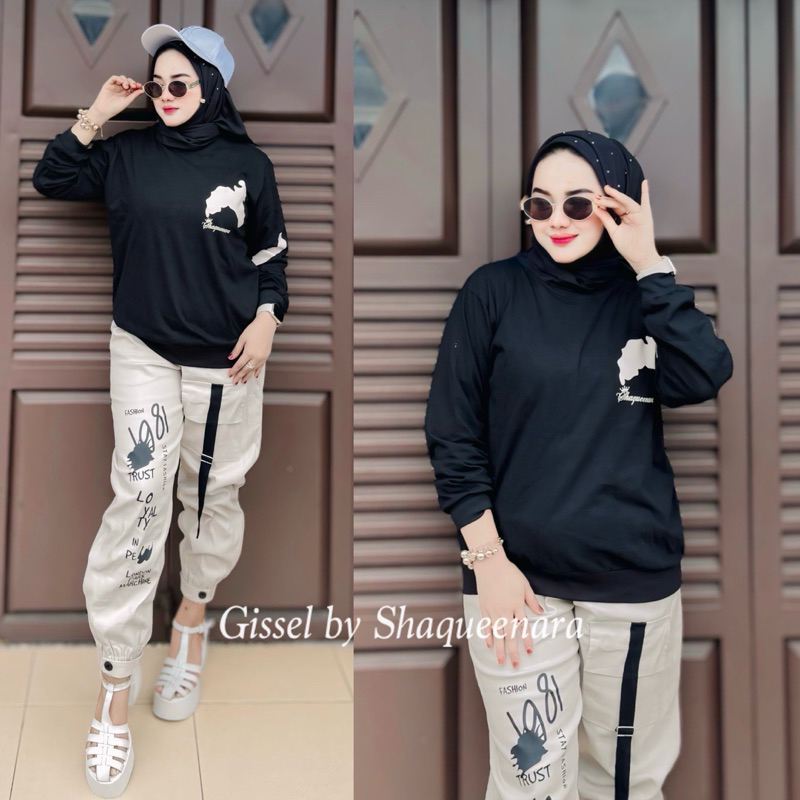 Jual Uni Ara - One Set ( GISSEL HITAM ) One Set Premium || Set Celana Wanita Kekinian | Shopee ...
