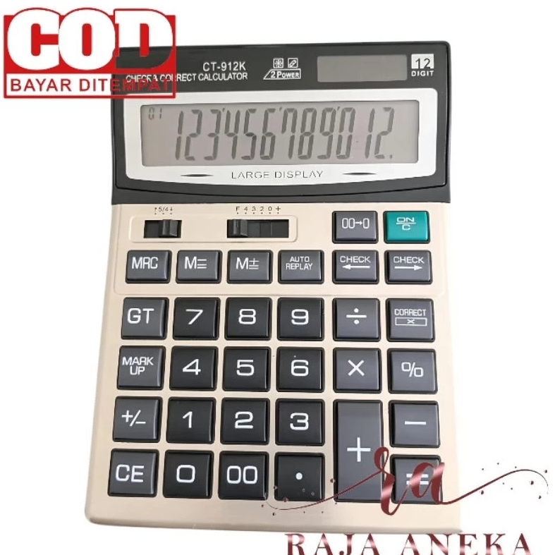Jual KALKULATOR CT-912K CALCULATOR baterai aa mudah 12 digit cek ulang ...