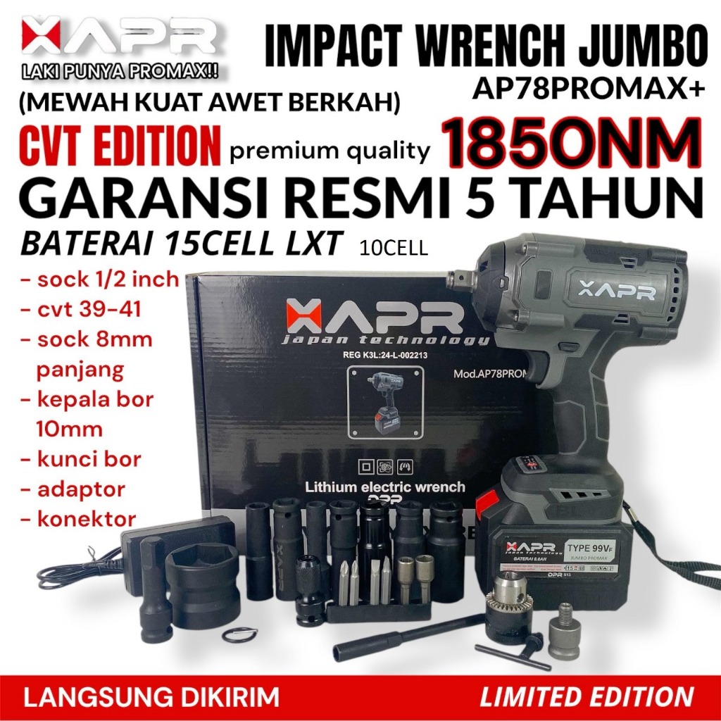 Jual APR RAJA BOR IMPACT WRENCH JUMBO AP78PROMAX+ CVT EDITION 1850NM ...