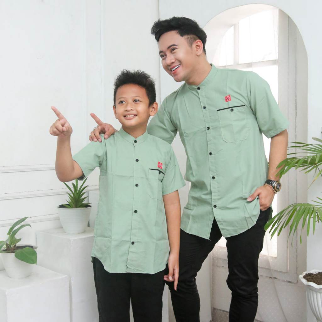 Jual Fawlane - Kemeja Koko Ayah dan Anak Laki Laki Motif Zidan Warna ...