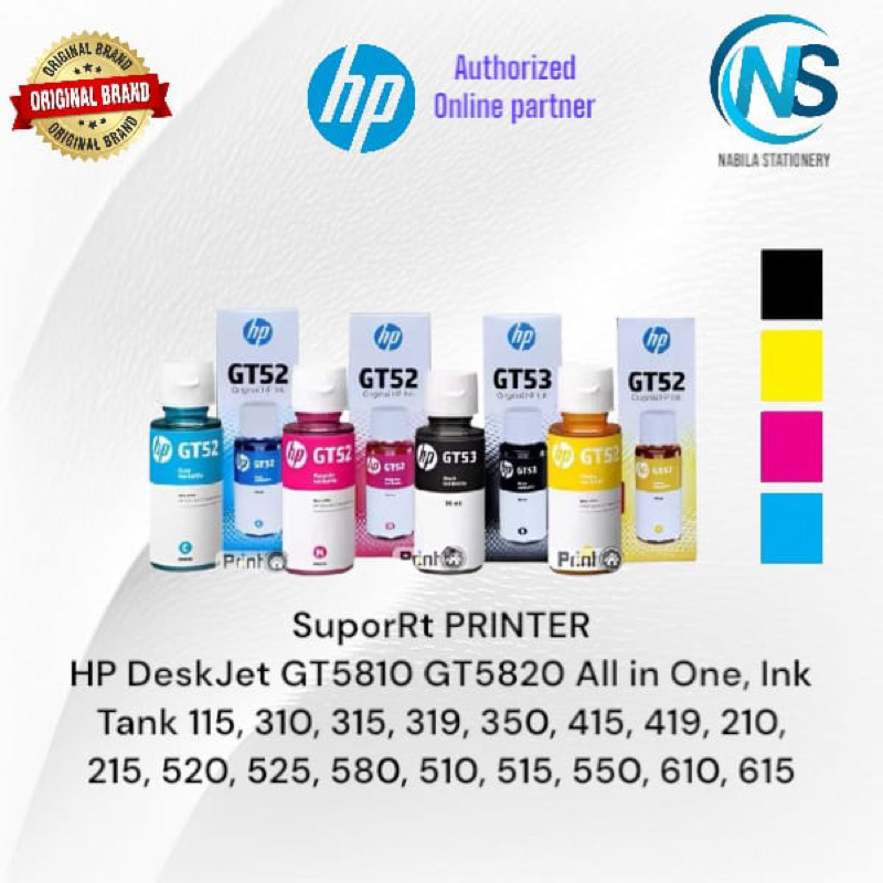 Jual 1 SET TINTA HP GT53 GT52 ORIGINAL 100% HP DeskJet GT 5810 All-in ...