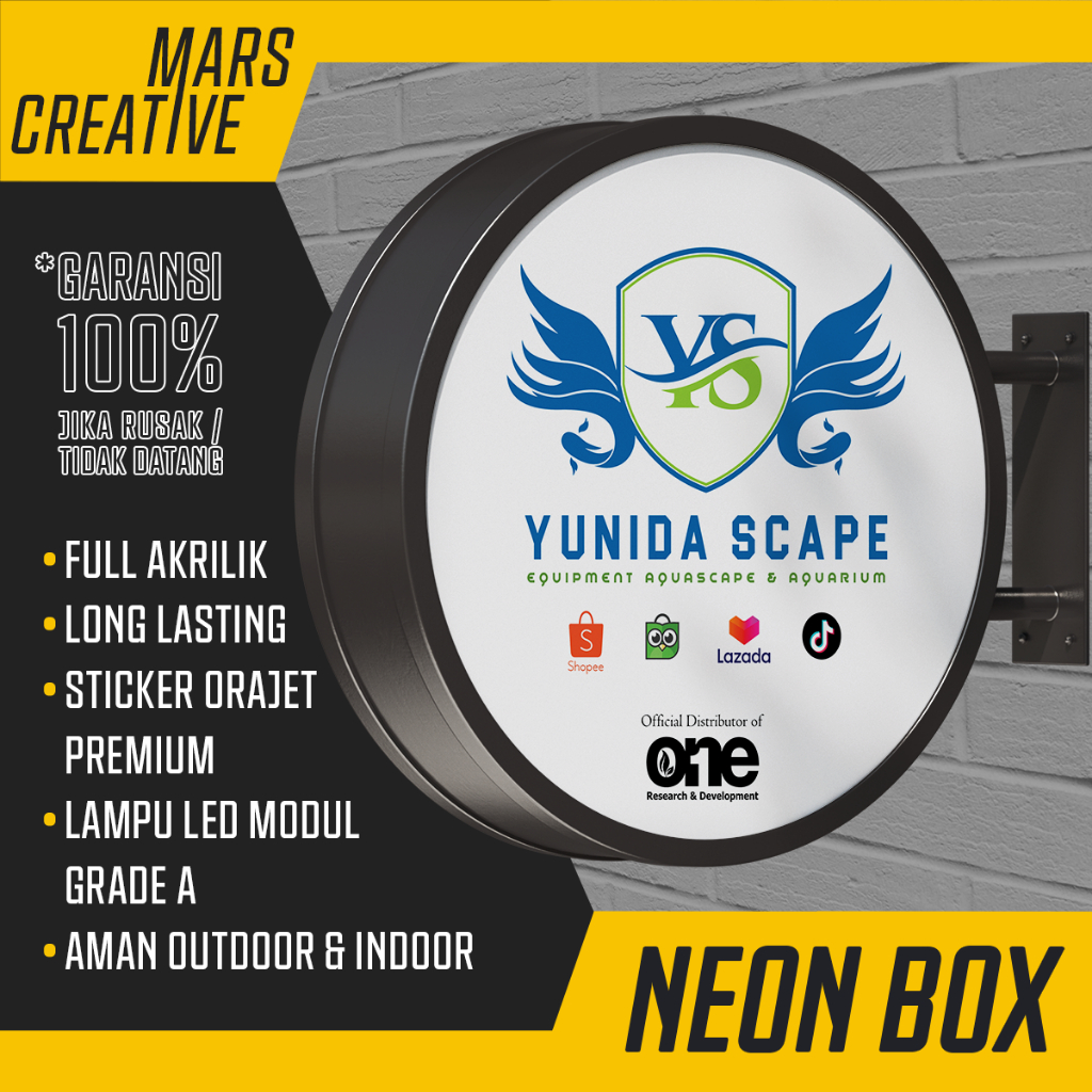 Jual NEON BOX BENTUK BULAT FULL AKRILIK CUSTOM 2 SISI UKURAN 50CM BAHAN ...