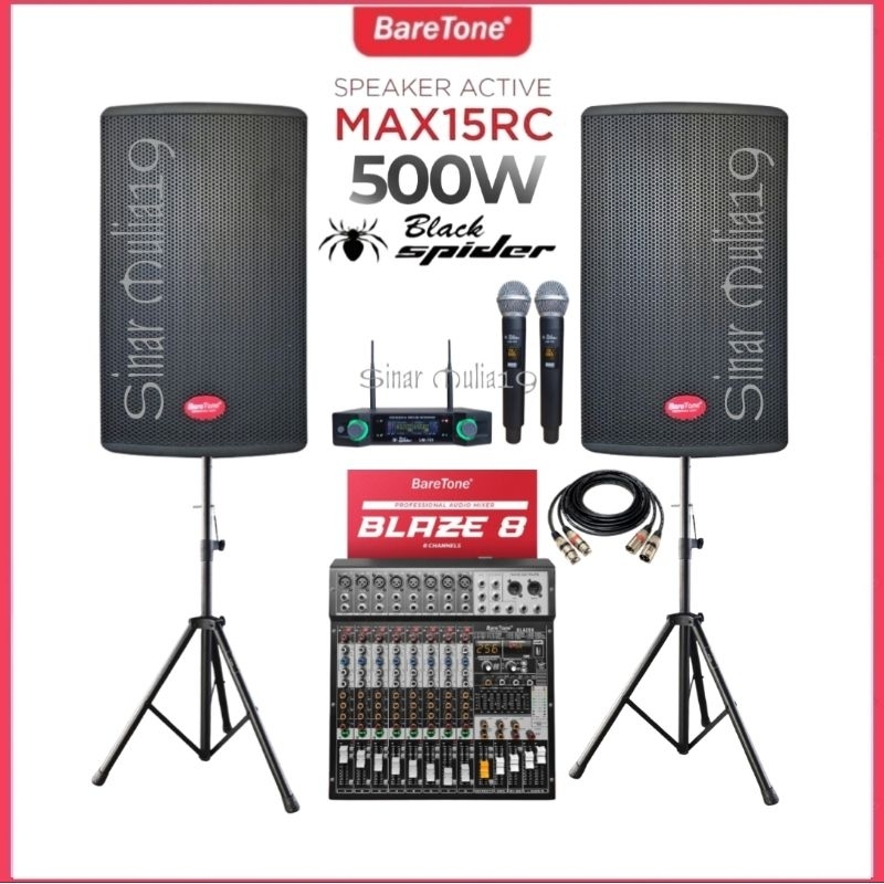 Jual Paket Sound System BareTone Max15rc Mixer Baretone Blaze 8 Mic ...