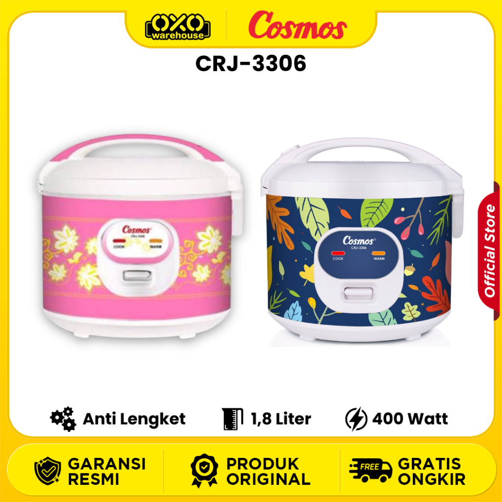 Jual COSMOS Rice Cooker CRJ-3306 Mejikom 1,8 Liter Non-Stick Anti ...