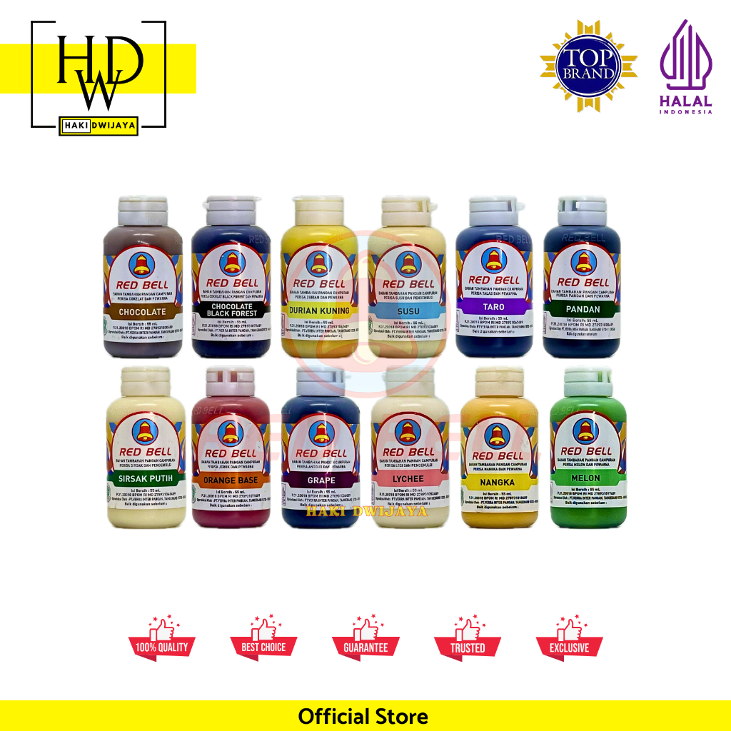Jual Red Bell Pasta Perisa dan Pewarna Makanan Minuman 55ml Botol ...