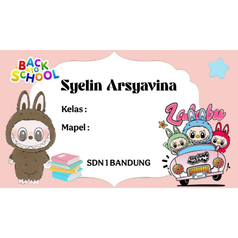 Jual (ISI 50 PCS) SUDAH ADA LEM STICKER LABEL BUKU SEKOLAH CUSTOM NAMA ...