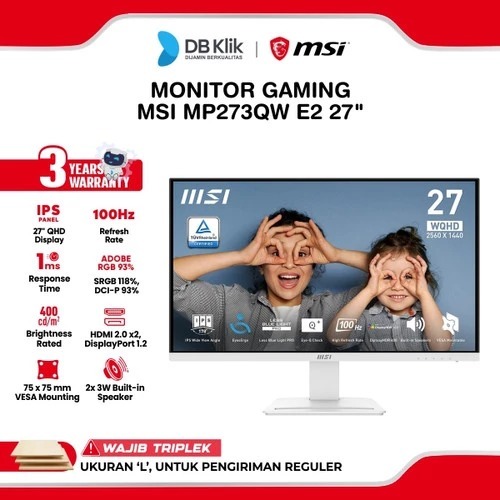 Jual MSI PRO LED Monitor MP273QW E2 27" IPS WQHD 100Hz 1ms Built in ...