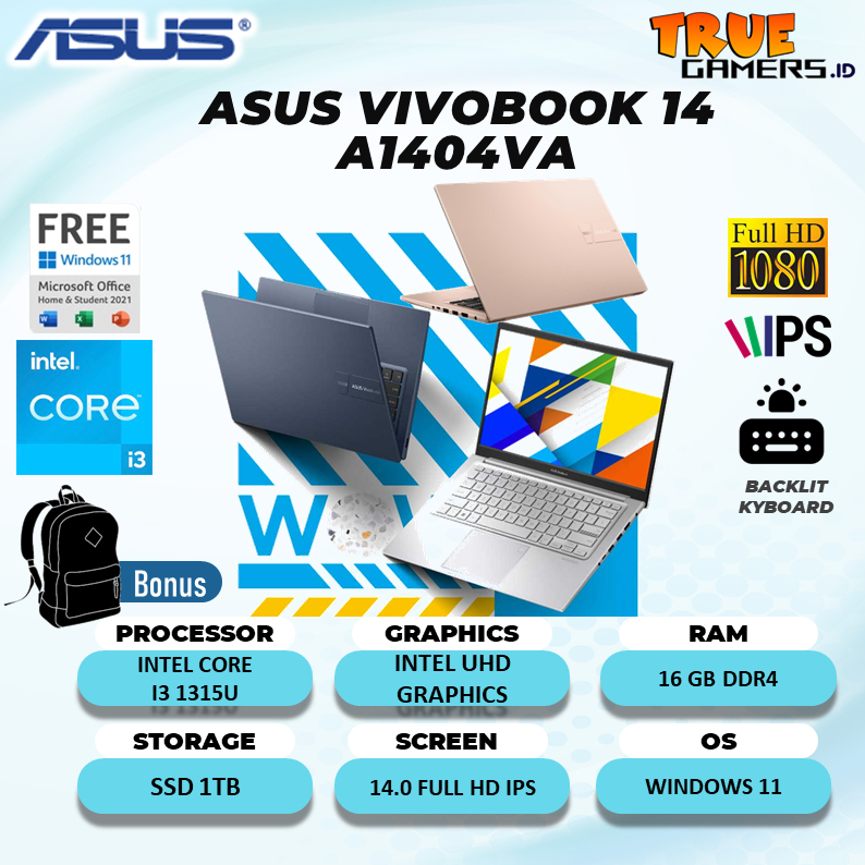 Jual Laptop Asus Vivobook 14 A1404VA Core i3-1315 RAM 16GB 1TB SSD ...