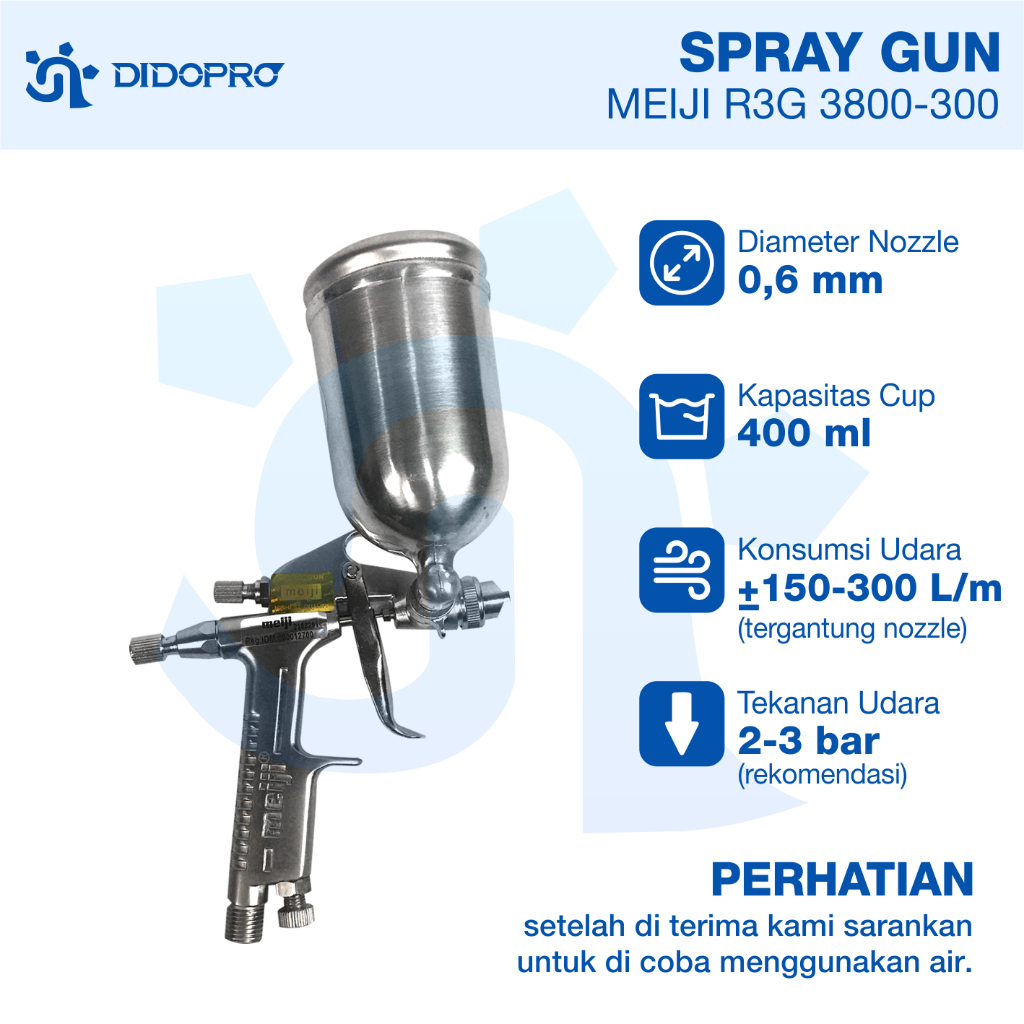 Jual spray gun R3 Meiji japan spraygun premium MEIJI R3 tipe flat brush ...