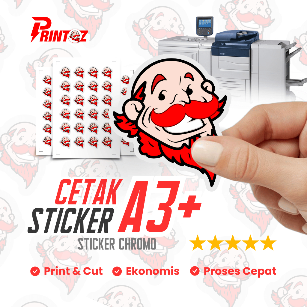 Jual Cetak Sticker Chromo A3+ Custom Sticker Print Sticker A3+ Cutting ...