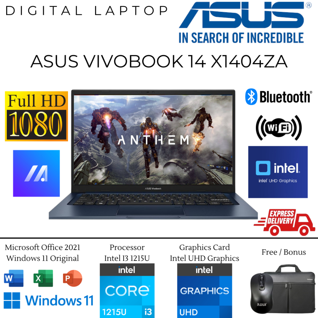 Jual Laptop Asus Vivobook 14 X1404ZA Intel i3 1215U RAM 24GB SSD 512GB FHD Windows 11 Home ORI ...