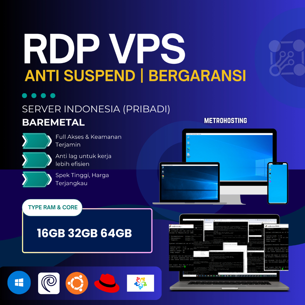 Jual VPS RDP 16GB 32GB 64GB Bergaransi Aktif 1 Bulan Full Administrator Berkualitas | Shopee ...
