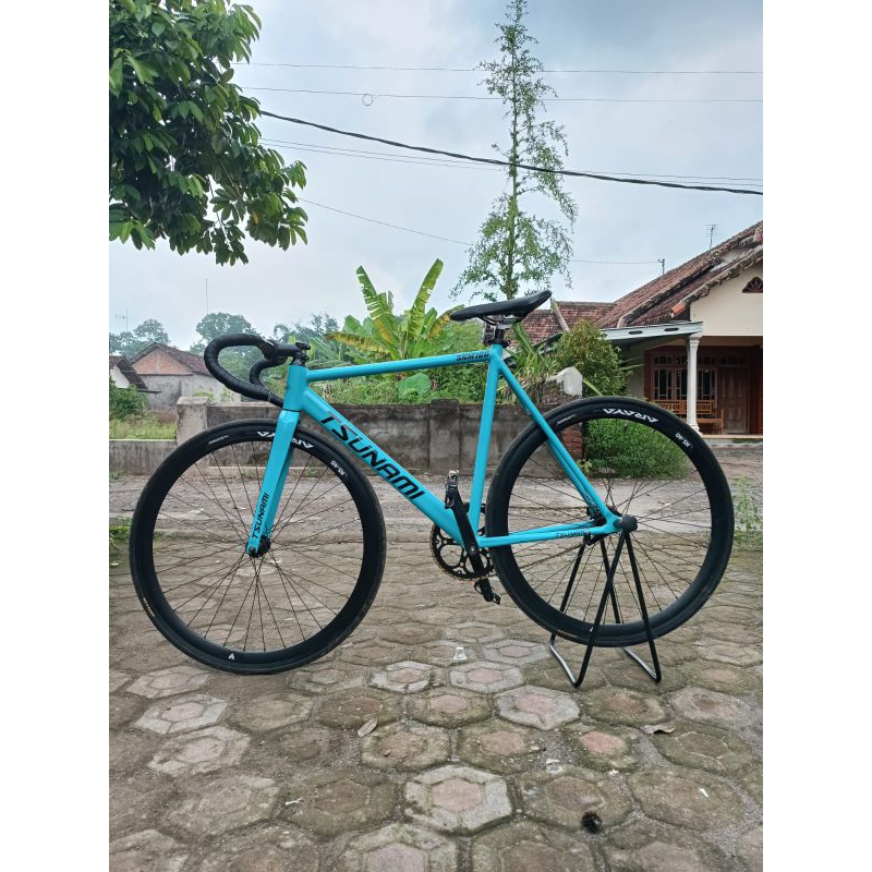 Jual sepeda fixie tsunami hijau toska custom | Shopee Indonesia
